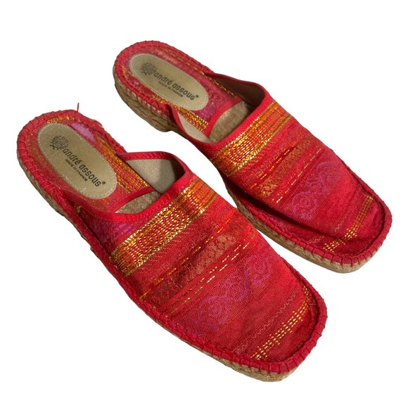 Andre Assous | Shoes | Andre Assous Brocade Espadrille Mules 95 Square ...